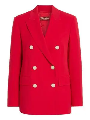 Max Mara Max Mara Edicola Double-Breasted Wool Twill Blazer Red