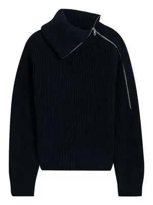 Dries Van Noten Ribbed Wool Zip-detailed Turtleneck Sweater - Black