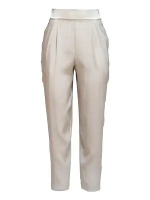 HELENE GALWAS Debbie Silk Blend Trousers - Silver