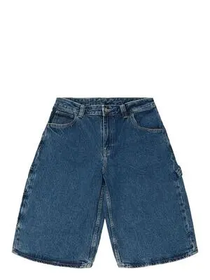 DR. DENIM Bree Worker Denim Shorts Wide Leg, Mid Rise, Retro Style - Blue