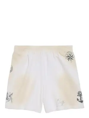 Balenciaga Relaxed Fit Shorts With Classic Ink Artwork - White Ink