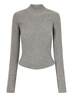 Victoria Beckham Georgia Ribbed Merino Wool Sweater - Grey