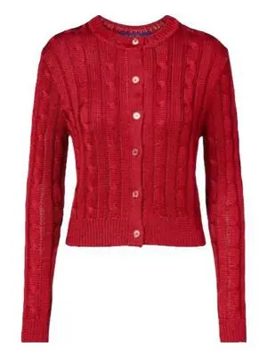 Ralph Lauren Cable-knit Silk Cardigan - Red