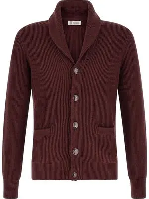 Brunello Cucinelli Malfile Shawl Collar Cardigan - Red