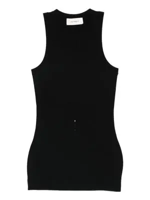 LISA YANG Ribbed Sleeveless Round Neck Vest - Black