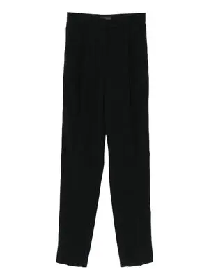 Emporio Armani Pleated Tapered Trousers - Black