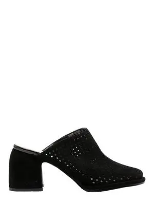 ADRIANNA FERETTI Perforated Block-heel Mules - Black