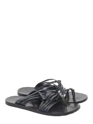 LOUIS VUITTON Patent Leather Multi-strap Thong Sandals - Blue