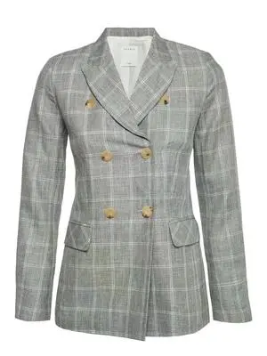Sandro Plaid Double-breasted Blazer - Grey