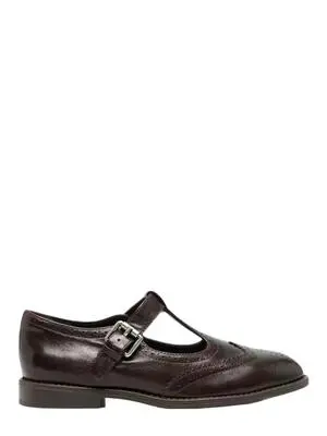 ADRIANNA FERETTI Adrianna Ferretti Brogue Detail T-bar Pumps - Brown
