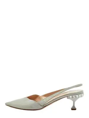 Miu Miu Croc-embossed Slingback Pumps - Blue