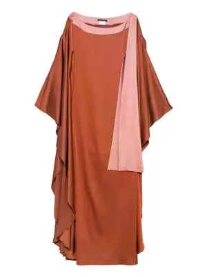 LE RJTANGE Satin Draped Dress - Brown
