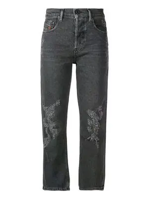 DIESEL® Cropped Slim Fit Jeans - Black