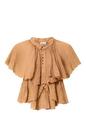 MARANT ETOILE Lorna Broderie Anglaise Top - Brown