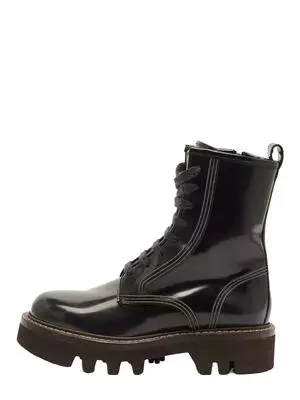 Brunello Cucinelli Polished Finish Combat Boots - Black