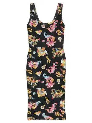 Versace Baroque Print Sleeveless Midi Dress - Black