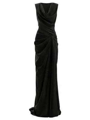 GEMY MAALOUF Sleeveless Draped Dress - Black