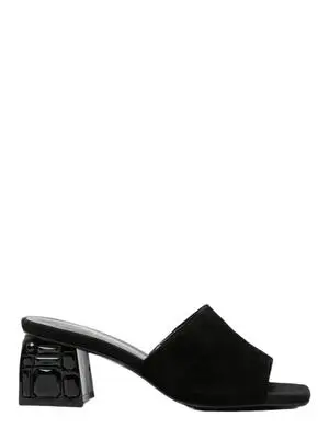 ADRIANNA FERETTI Adrianna Ferretti Crystal Embellished Block Heel Sandals - Black