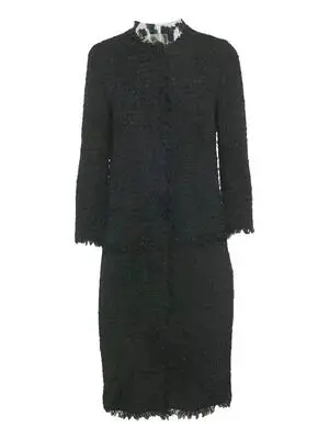 Giambattista Valli Frayed Tweed Coat - Black