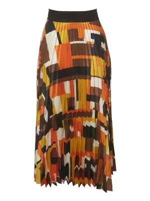 CAROLINA HERRERA Carolina Herrera Vintage Abstract Print Pleated Midi Skirt