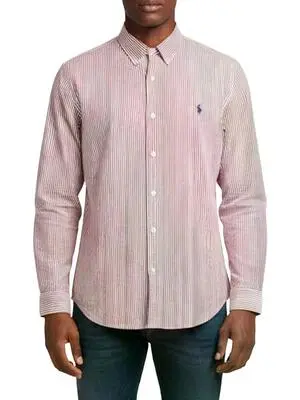 Ralph Lauren Striped Button-up Shirt - Red