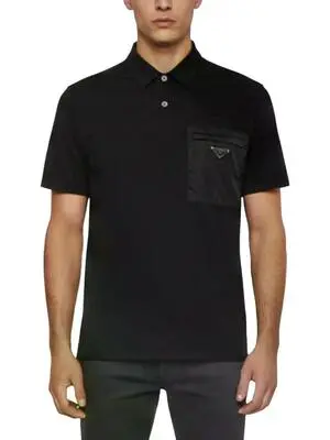 Prada Re-nylon Patch Pocket Polo Shirt - Black