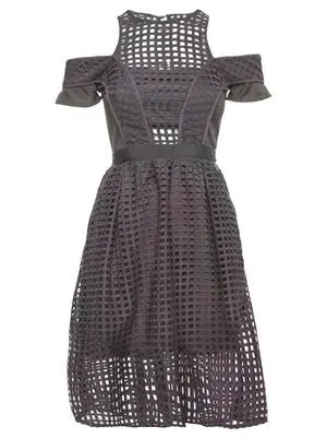 SELF-PORTRAIT Self-Portrait Grid-Lace Midi Dress