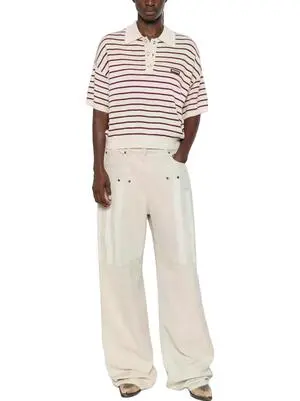 ROTATE BY BIRGER CHRISTENSEN Striped Short-sleeve Polo Top - Neutrals
