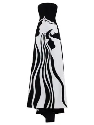 SAIID KOBEISY Strapless Embroidered Crepe Maxi Dress - Black