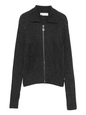 Victoria Beckham Ribbed-knit Zip-up Cardigan - Grey