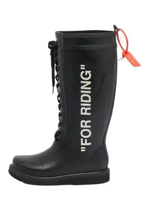 Off-White Quote Motif Lace-up Boots - Black