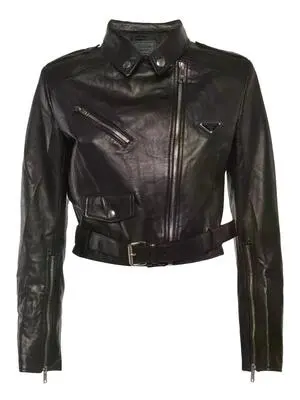 Prada Belted Biker Jacket - Black
