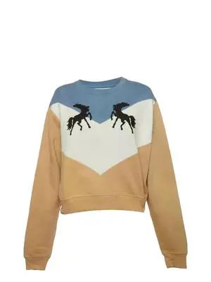 Off-White Cropped Horse Motif Sweatshirt - Neutrals