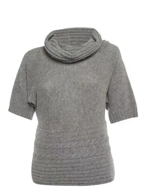 Max Mara Mock Neck Short Sleeve Sweater - Grey