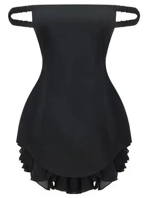 OCCLEUS Lavinia Off-shoulder Ruffled Mini Dress - Black