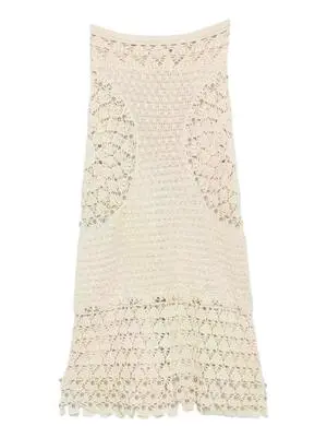 Rabanne Crochet Bead Embellished Maxi Skirt - Neutrals