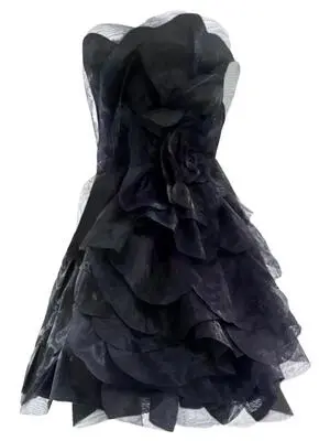 GEMY MAALOUF Strapless Ruffled Mini Dress - Black