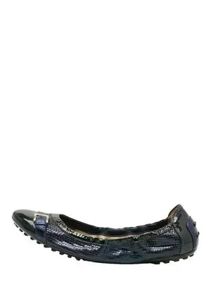 TOD'S Buckled Snakeskin-effect Ballet Flats - Blue