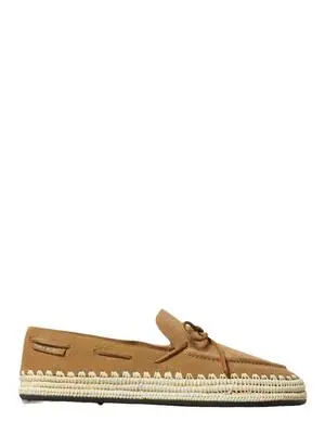 Tory Burch Raffia Trimmed Loafers - Neutrals