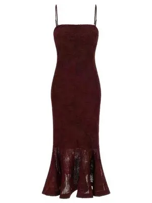 ROTATE BY BIRGER CHRISTENSEN Floral Appliqué Midi Dress - Red