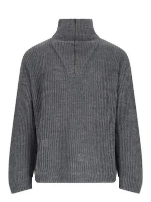 MAISON MARGIELA Shetland Knit Jumper With Zipper Neckline - Gray