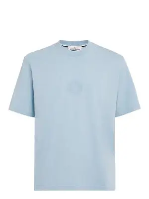 Stone Island Oversized Flocked Compass T-shirt Blue