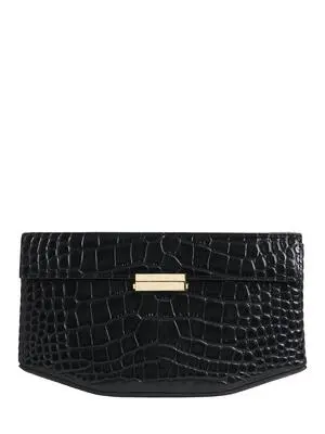 TOTEME Croc-embossed Leather Shoulder Bag - Black