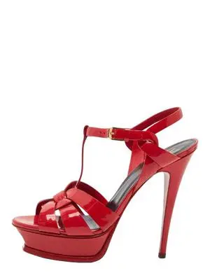 Saint Laurent Tribute Platform Sandals - Red