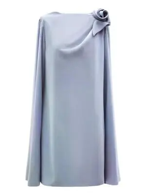 GEMY MAALOUF Cape-sleeve Dress With Floral Appliqu - Blue