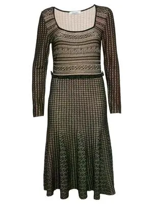 Valentino Garavani Crochet Knit Midi Dress - Brown
