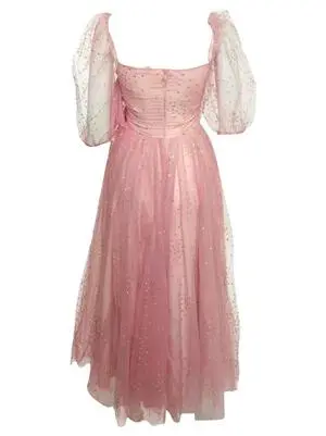 Red Valentino Glittered Bow-embellished Dress - Pink