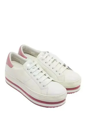 Marc Jacobs Platform Leather Lace-up Sneakers - White