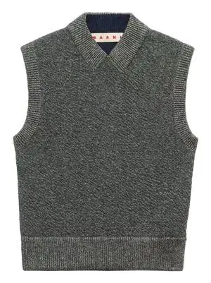 Marni Gray Wool Vest With Lurex Detailing - Grey