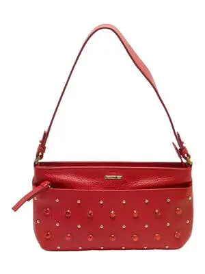 CERRUTI 1881 Cerruti 1881 Red Leather Crystal Embellished Shoulder Bag